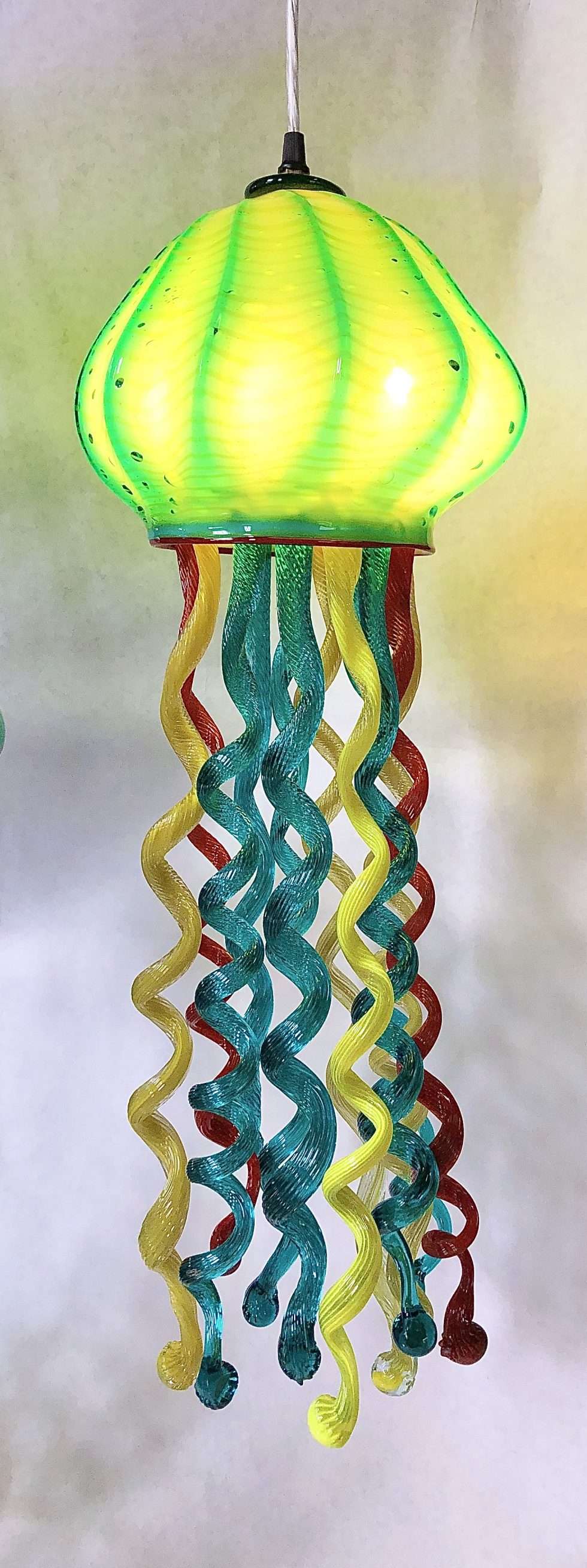 4637-Large Jelly Fish Pendant Lamp - Strini Art Glass