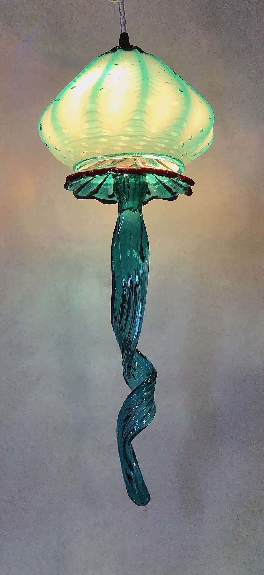 4521-Baby JellyFish Pendant lamps. SOLD - Strini Art Glass