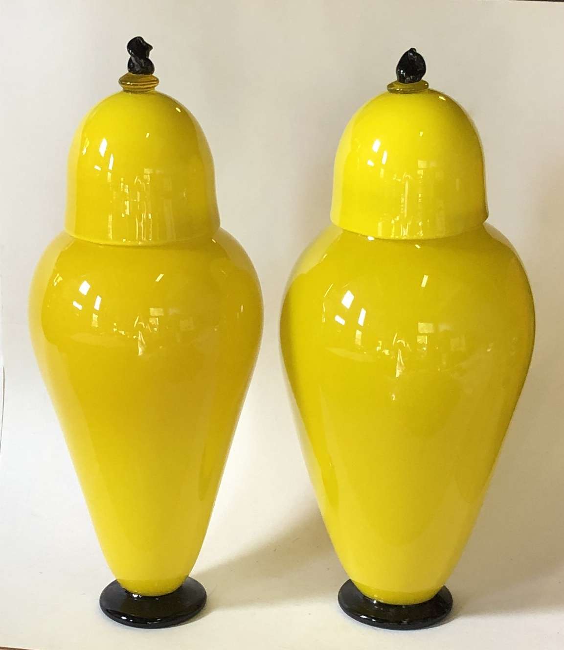 Lemon Obsidian Canopy Jars - Strini Art Glass