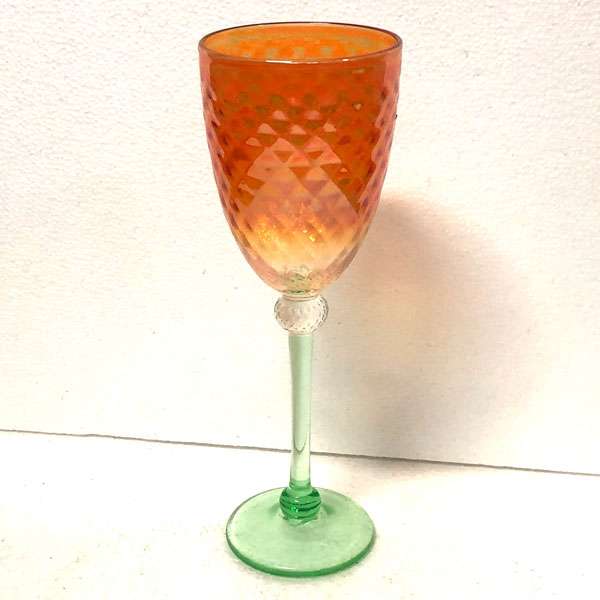 Tall Diamond Stemmed Water Glasses - Strini Art Glass